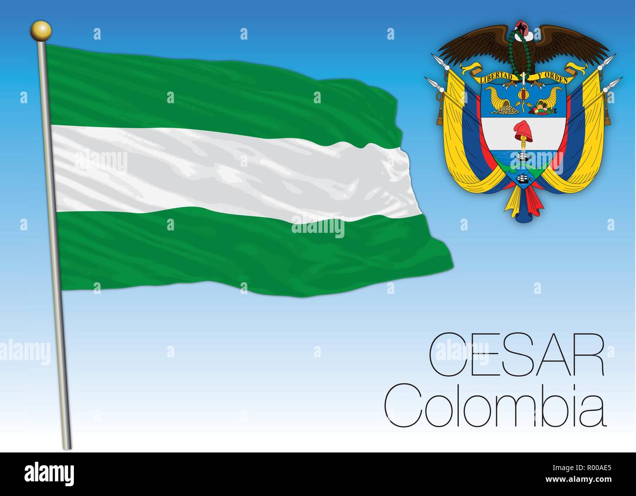 Cesar regional flag, Republica de Colombia, vector illustration Stock ...