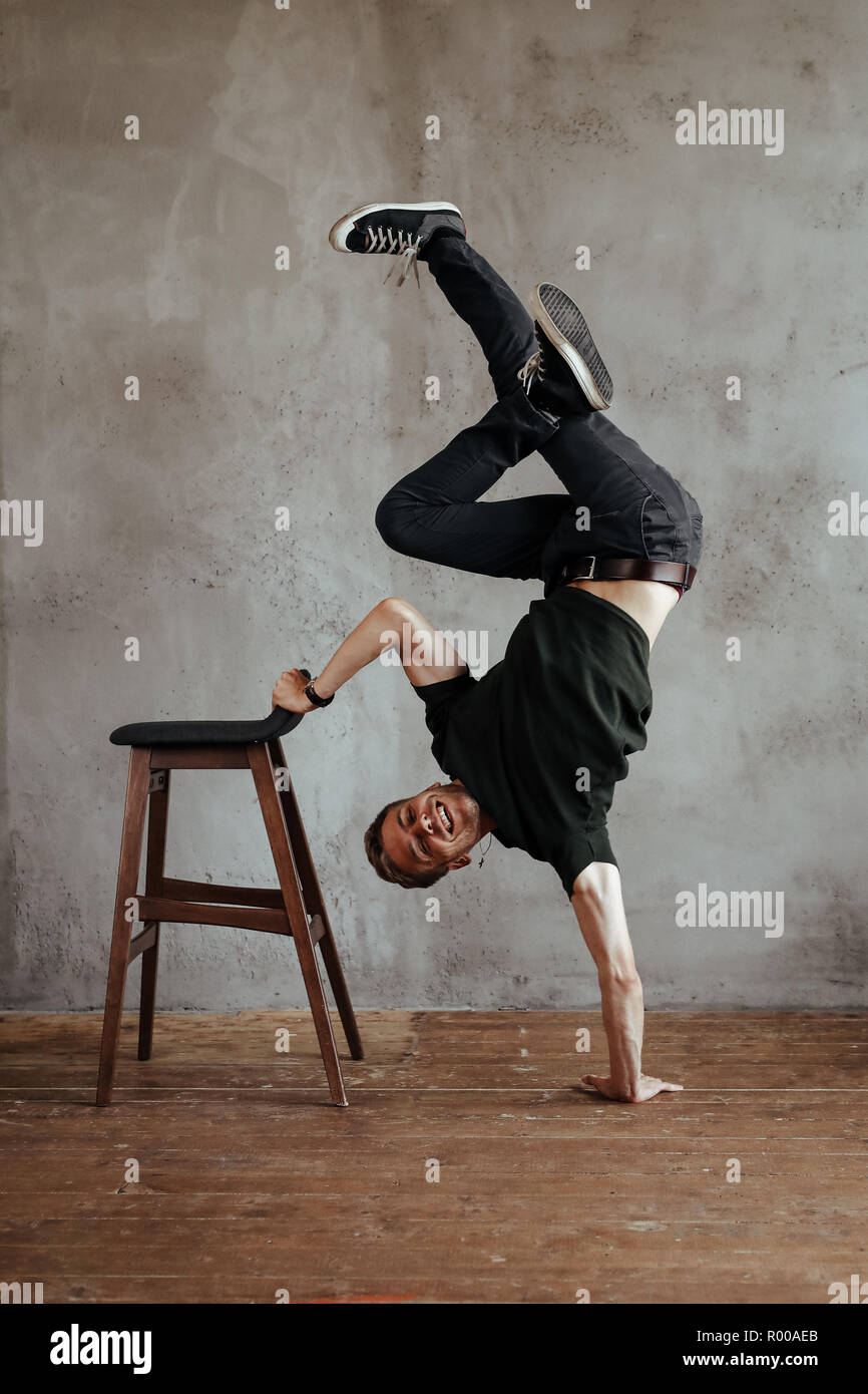 Performance. Man during a stunt Stock Photo - Alamy