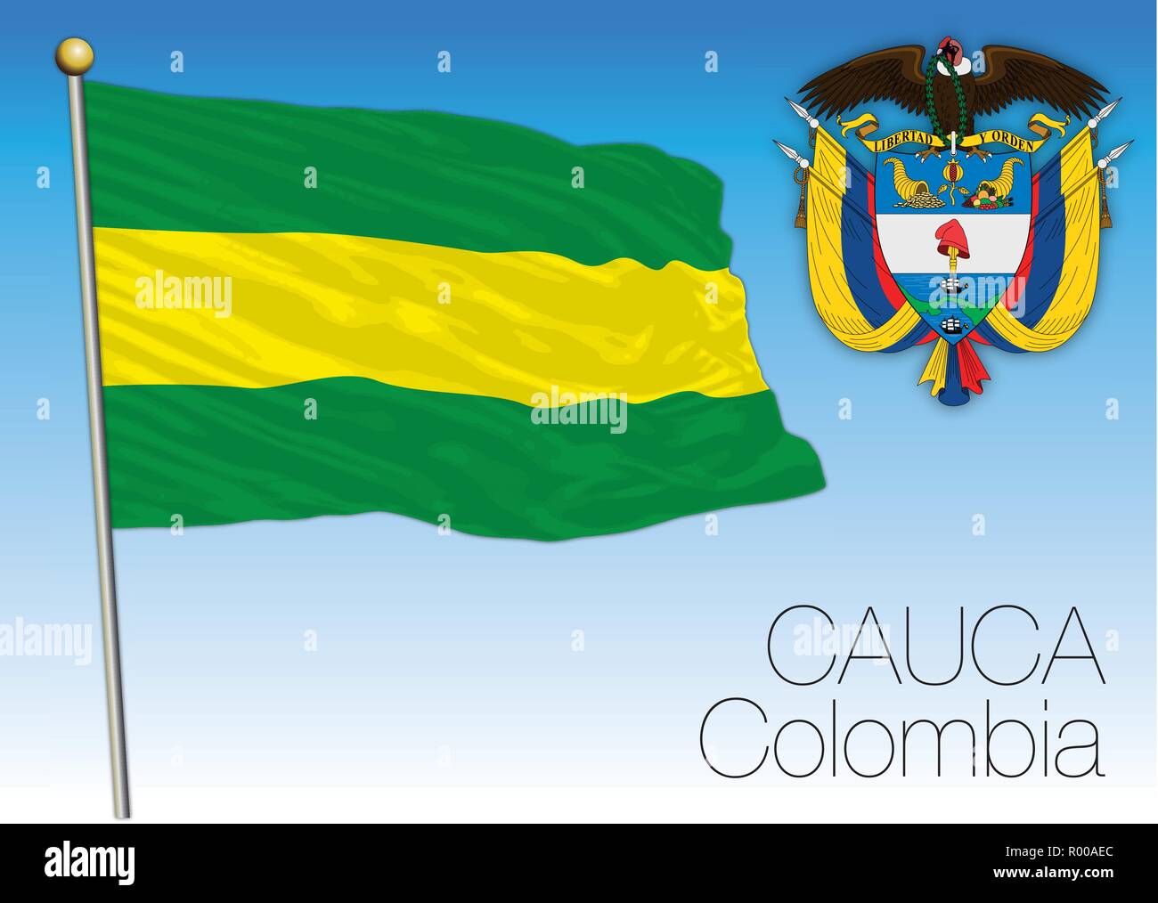 Cauca regional flag, Republica de Colombia, vector illustration Stock ...