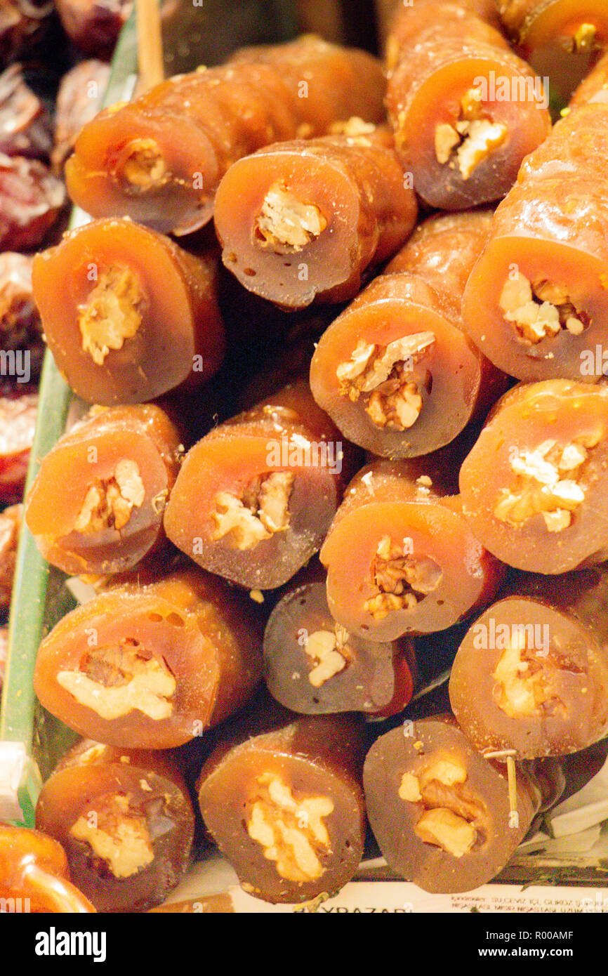 Turkish style fruit dried pulp as snack food Stock Photo - Alamy