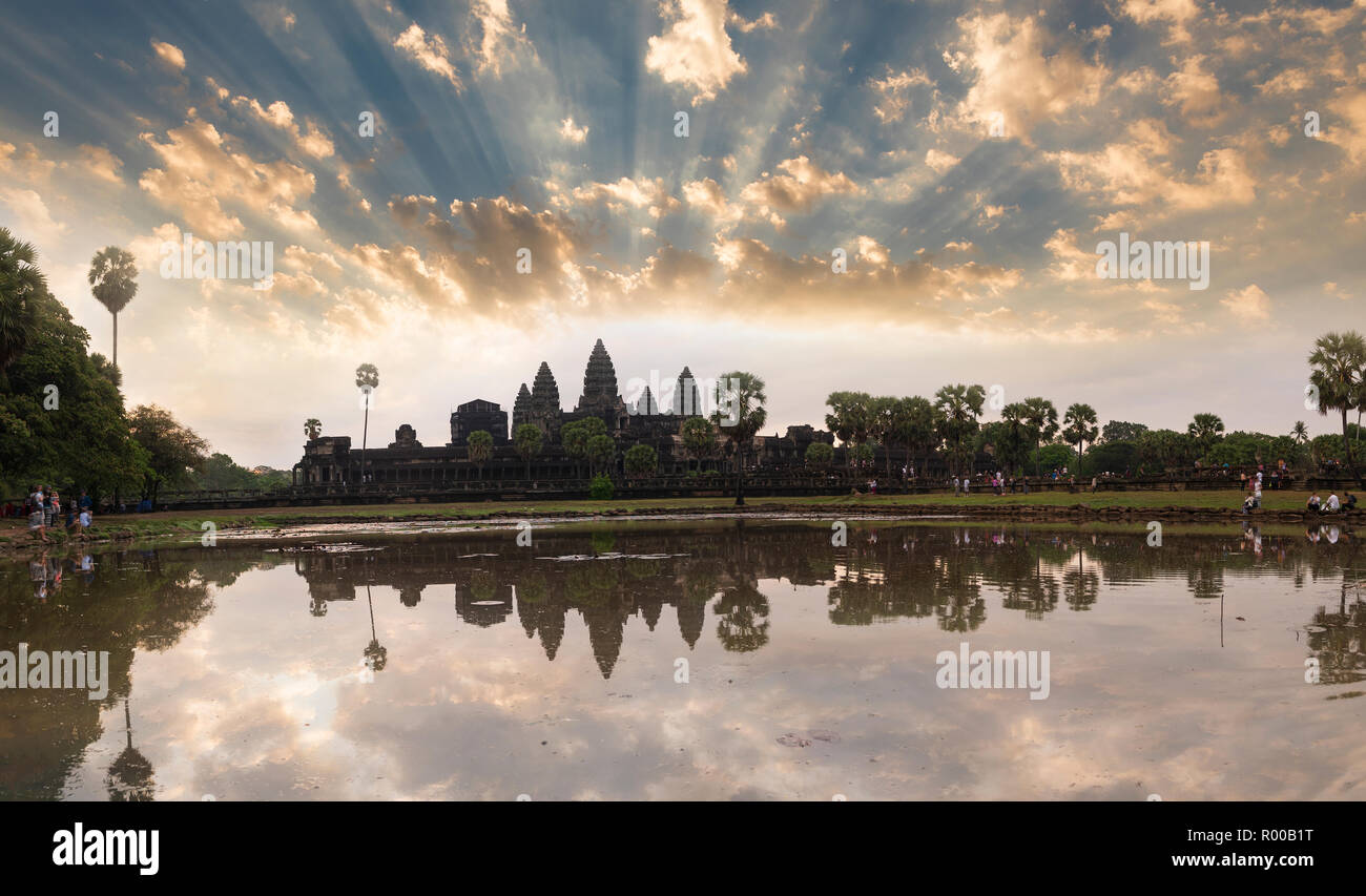 Temple sunrise temple water reflection cambodia temple hi-res stock ...