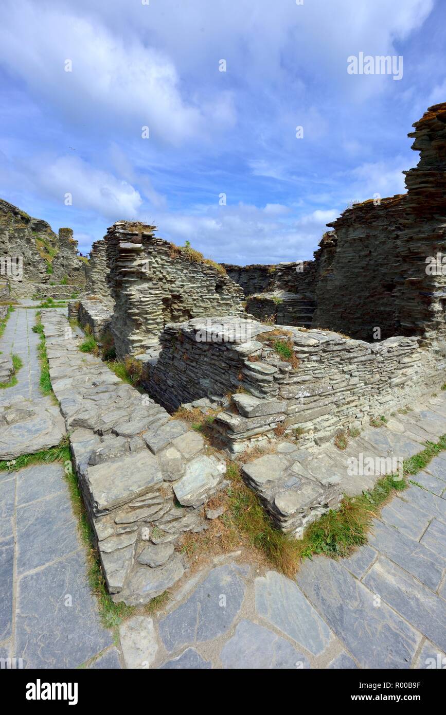 Tintagel castle ruins island peninsular,Cornwall,England,UK Stock Photo ...