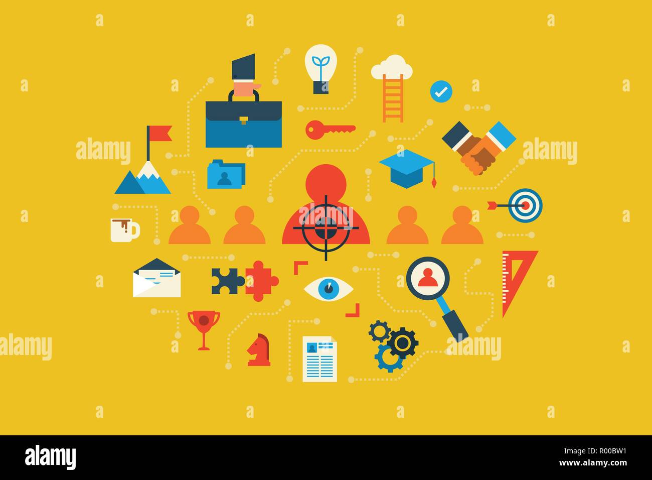 Illustration of recruitment flat design concept with icons elements ...