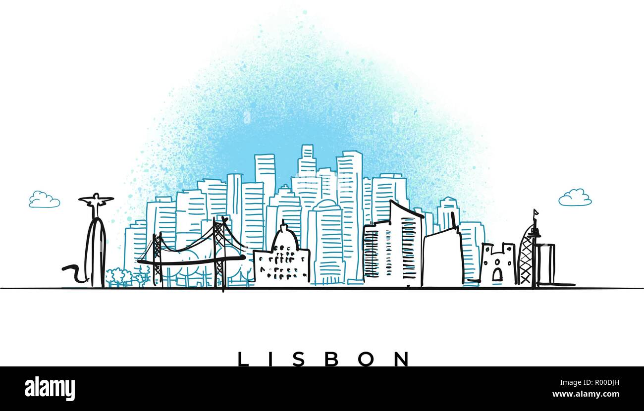 Lisbon skyline view Stock Vector Images - Alamy