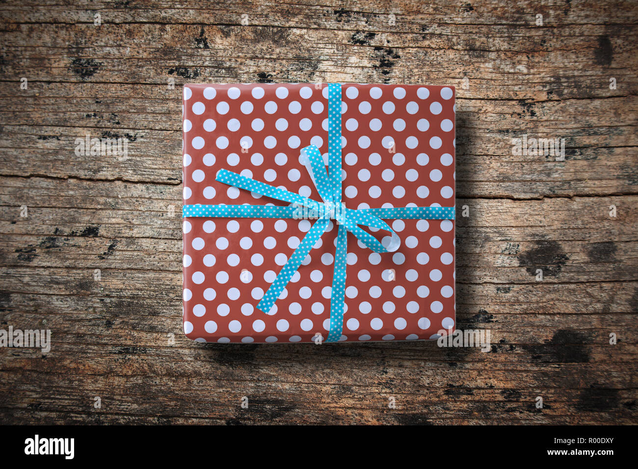 Vintage gift boxes on wooden background Stock Photo - Alamy