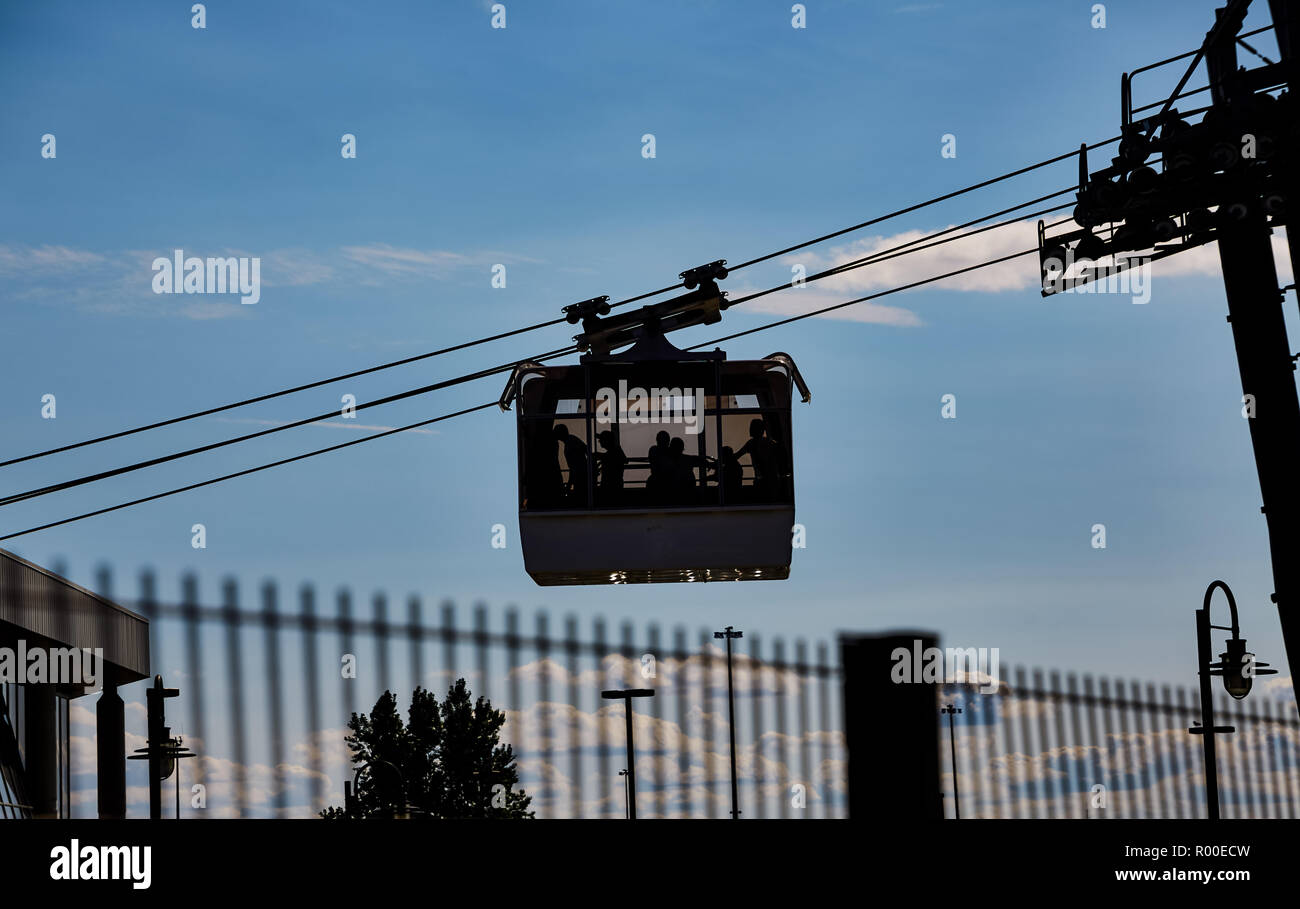 Cable Cars Crossing Montmorency Falls near Quebec City, Quebec, Canada ...