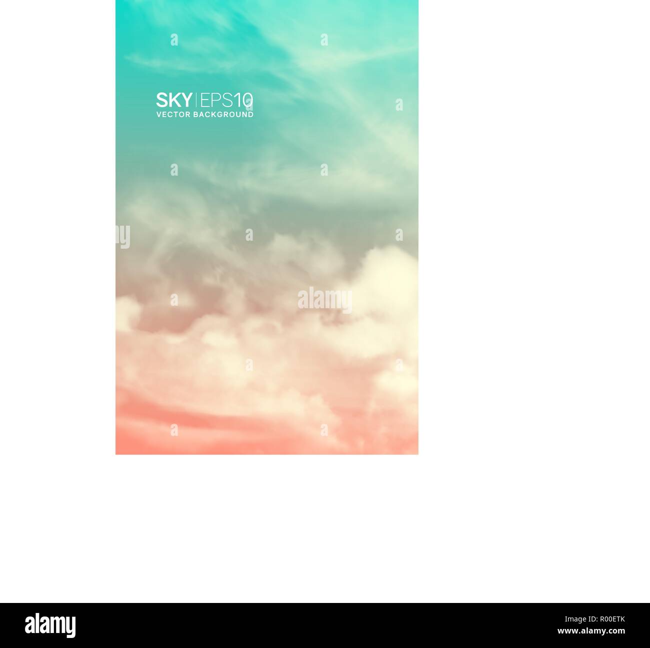 Vertical vector background with realistic pink-blue sky and clouds ...