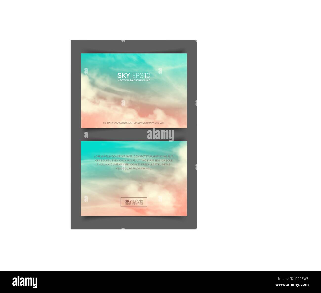 Two-sided horizontal flyer of a4 format with realistic pink-blue sky ...