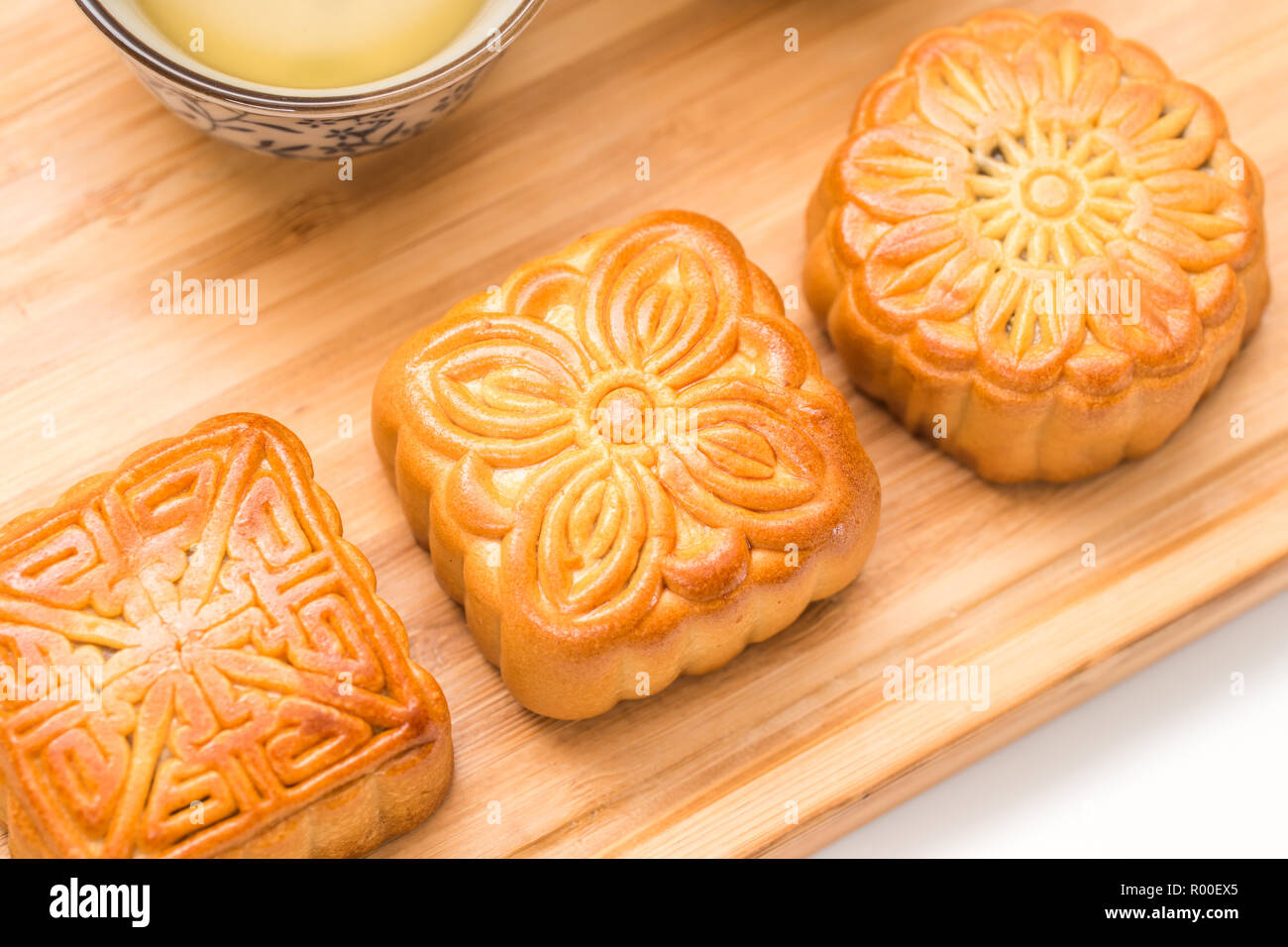 Mid-Autumn Festival moon cake on white background Stock Photo - Alamy