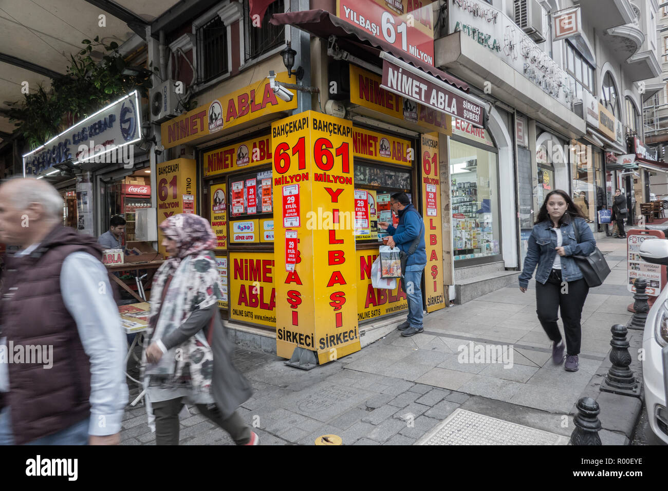 Istanbul, Turkey, September 23., 2018: Kiosk where lottery tickets are ...