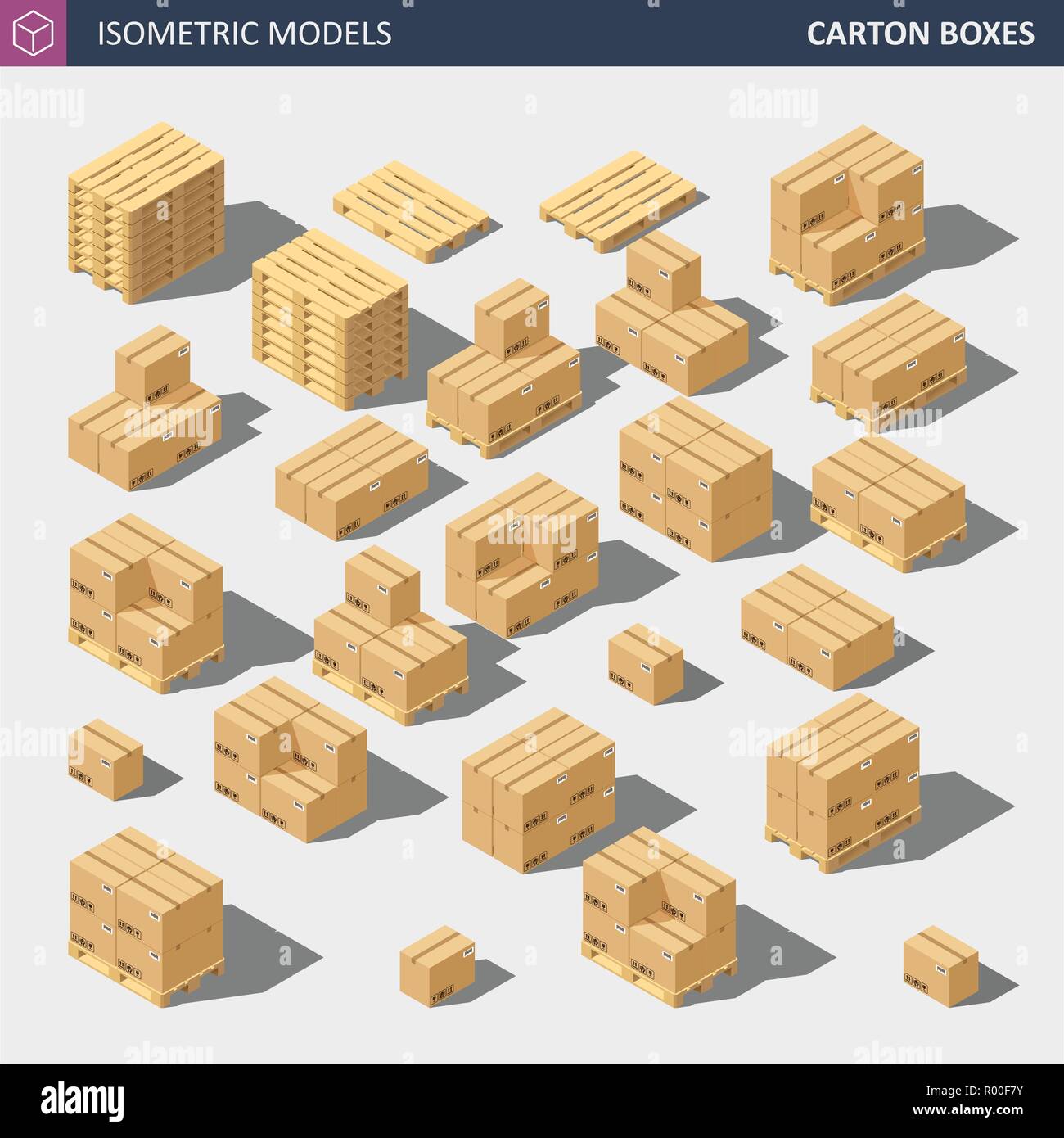 Vector Isometric Carton Delivery Boxes. Isometric Carton Packaging Box ...