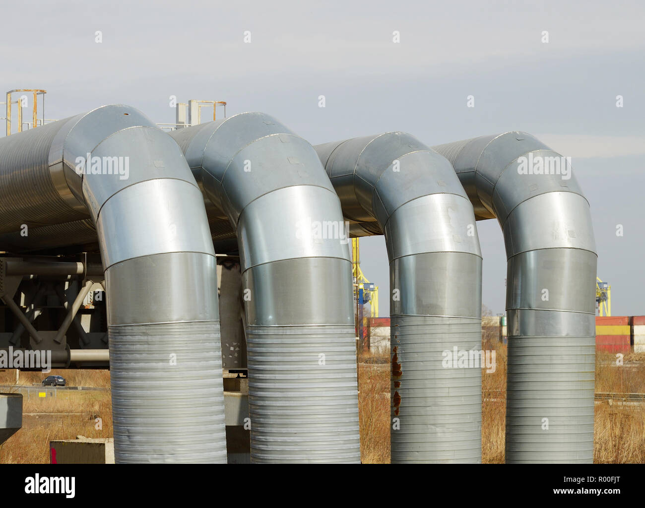 heating main going to the city from the thermal station.Hot water flows ...