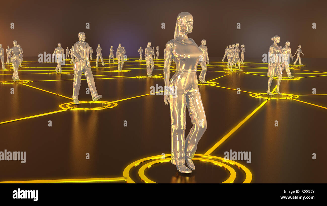 3D rendering with social communication and network concept with 3d ...