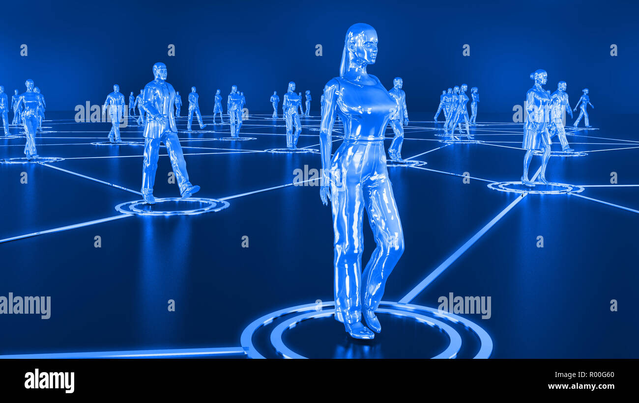 3D rendering with social communication and network concept with 3d ...