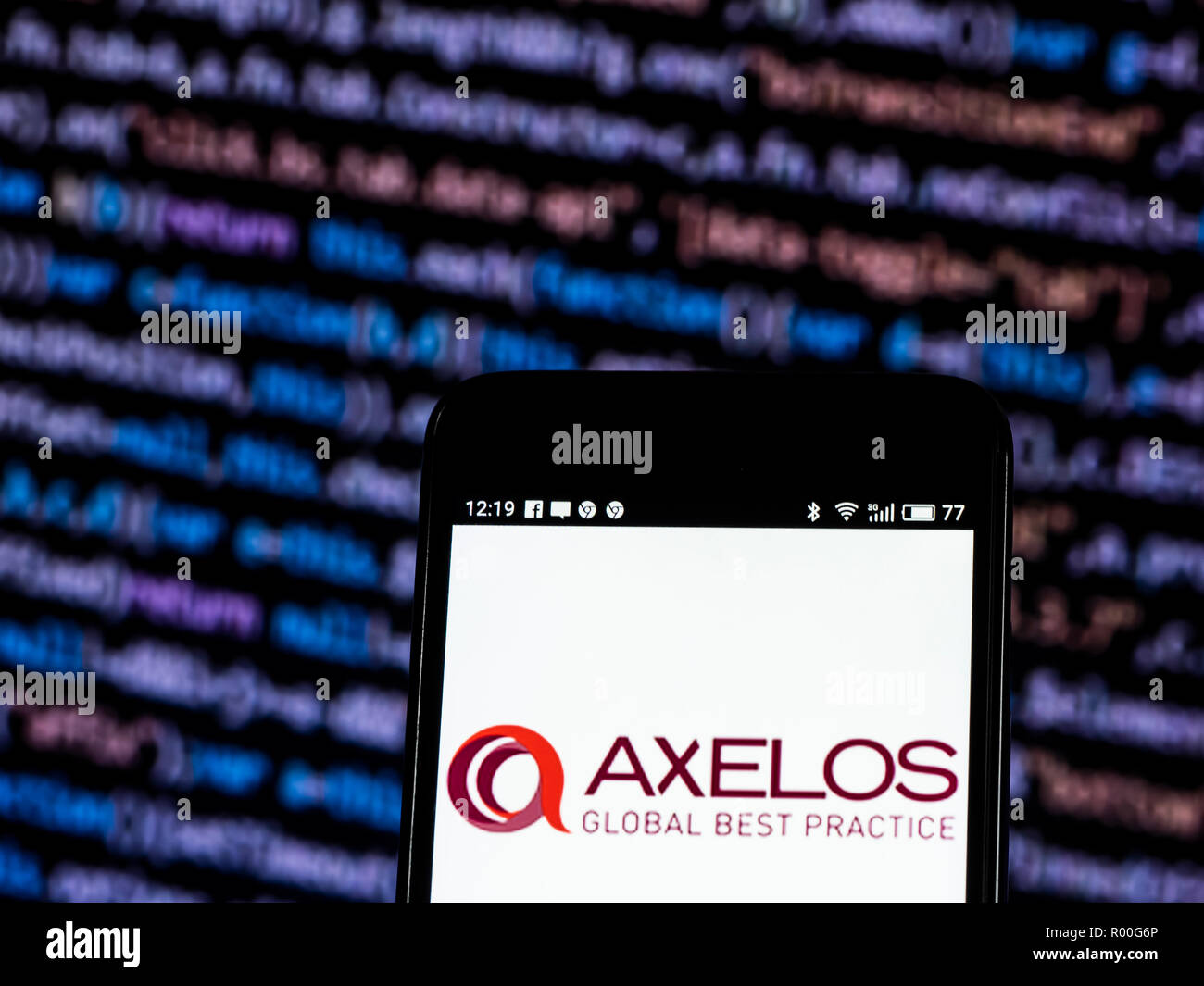 AXELOS Global Best Practice logo seen displayed on smart phone. AXELOS ...
