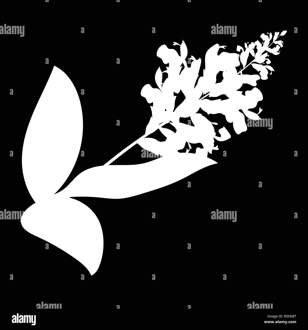sage leaves Vector illustration isolated logo icon. white silhouette ...