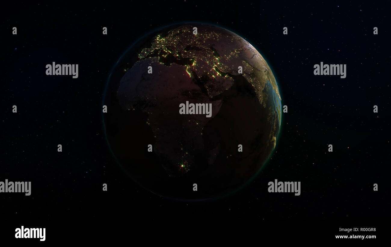 3D rendering Earth from space against the background of the starry sky ...
