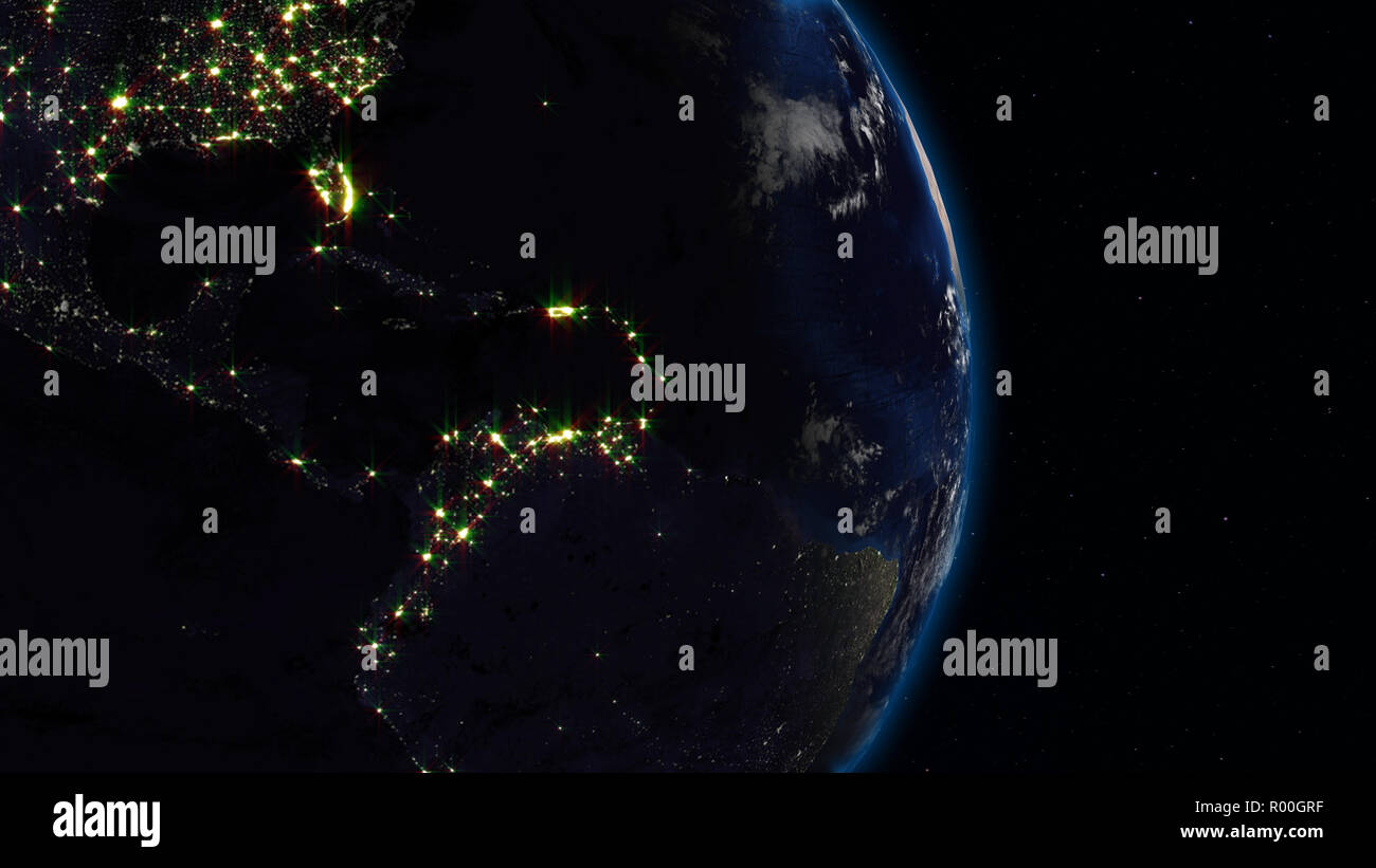 3D rendering Earth from space against the background of the starry sky ...