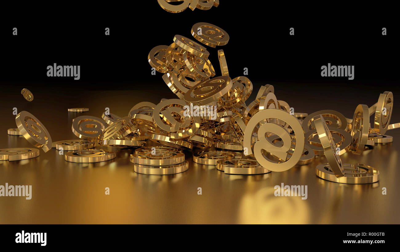 3d rendering of falling signs email. Variant in gold style Stock Photo ...