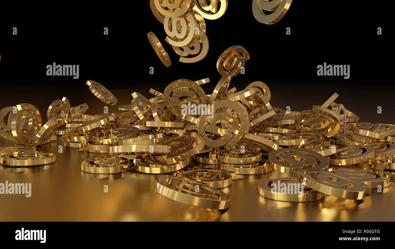 3d rendering of falling signs email. Variant in gold style Stock Photo ...