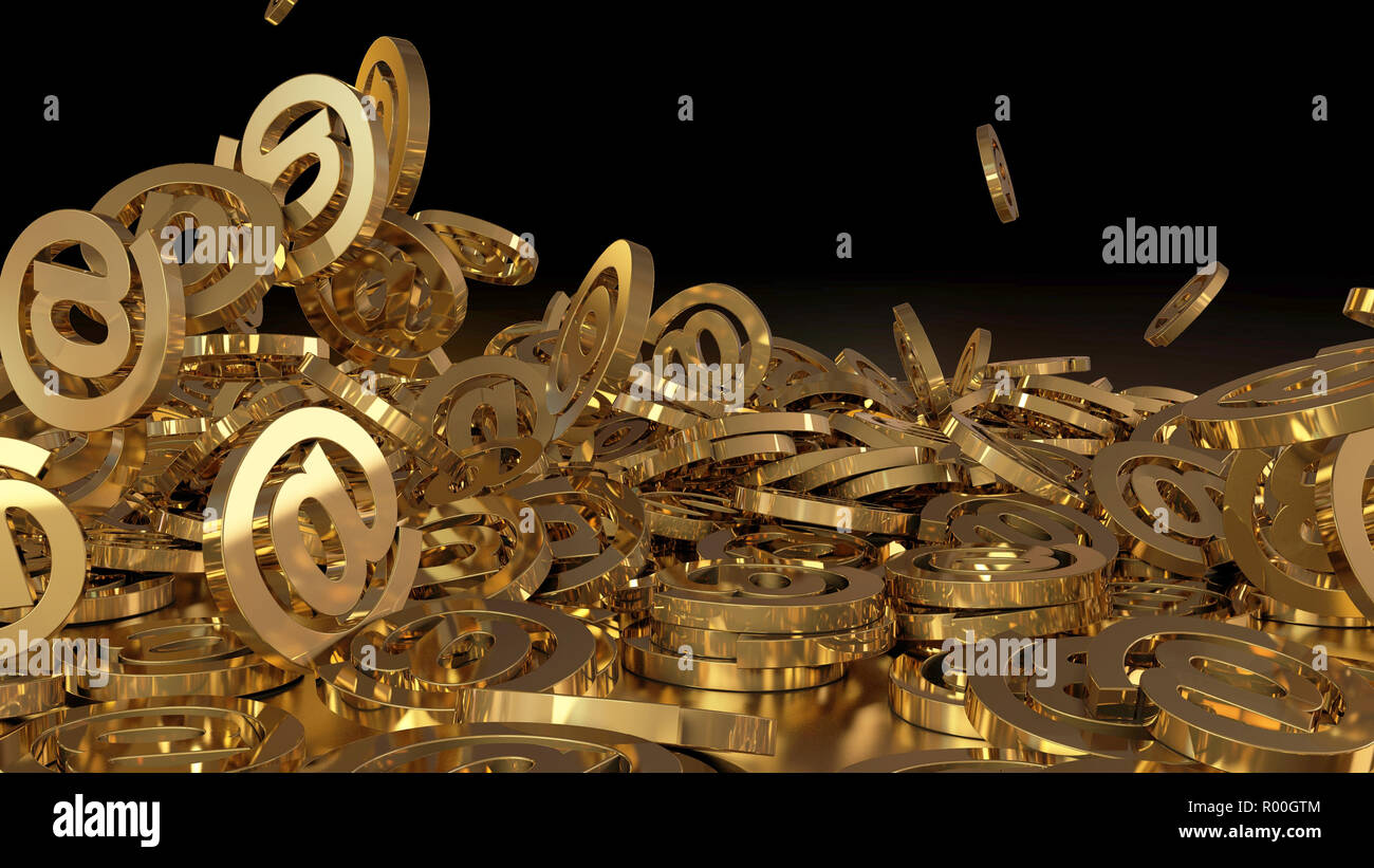 3d rendering of falling signs email. Variant in gold style Stock Photo ...