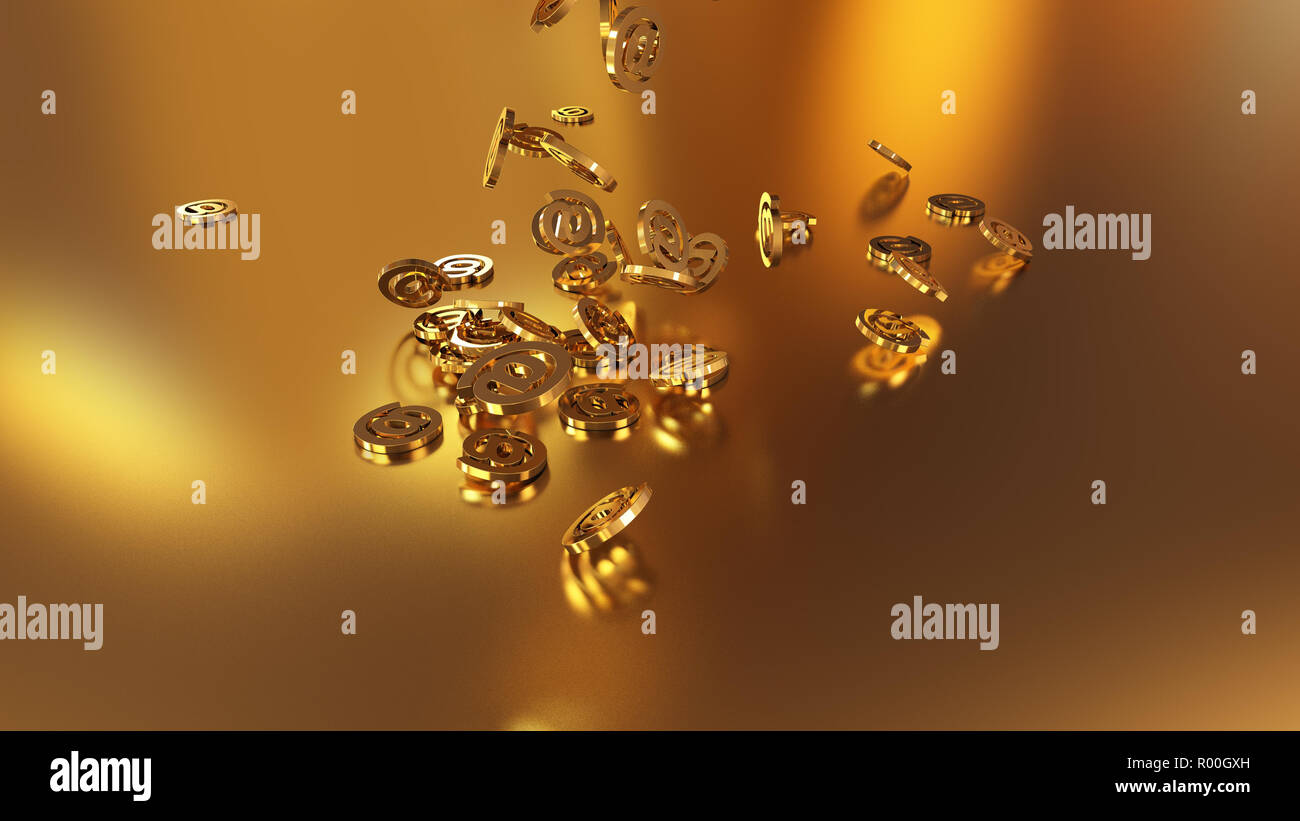3d rendering of falling signs email. Variant in gold style Stock Photo ...