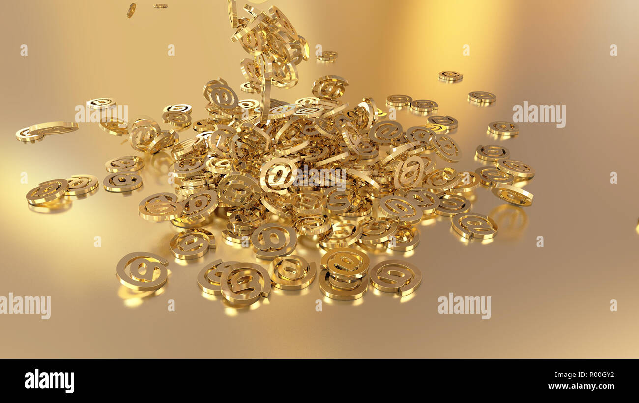 3d rendering of falling signs email. Variant in gold style Stock Photo ...