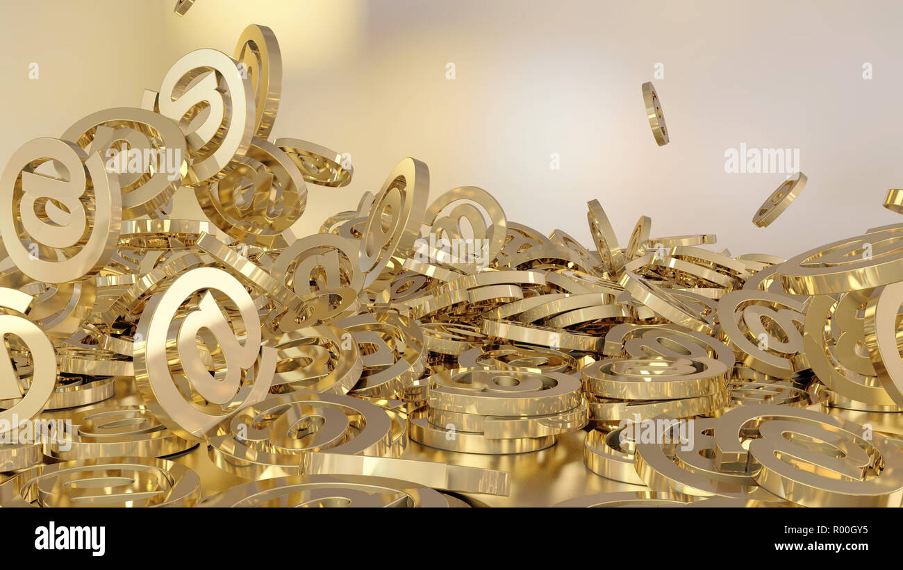 3d rendering of falling signs email. Variant in gold style Stock Photo ...