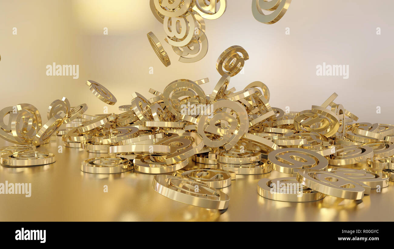 3d rendering of falling signs email. Variant in gold style Stock Photo ...