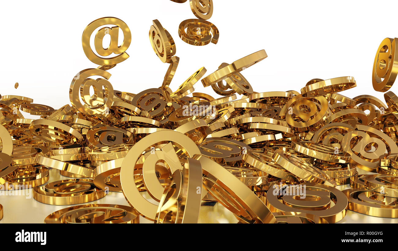 3d rendering of falling signs email. Variant in gold style Stock Photo ...