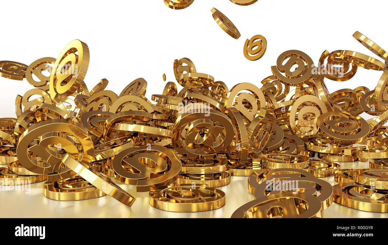 3d rendering of falling signs email. Variant in gold style Stock Photo ...