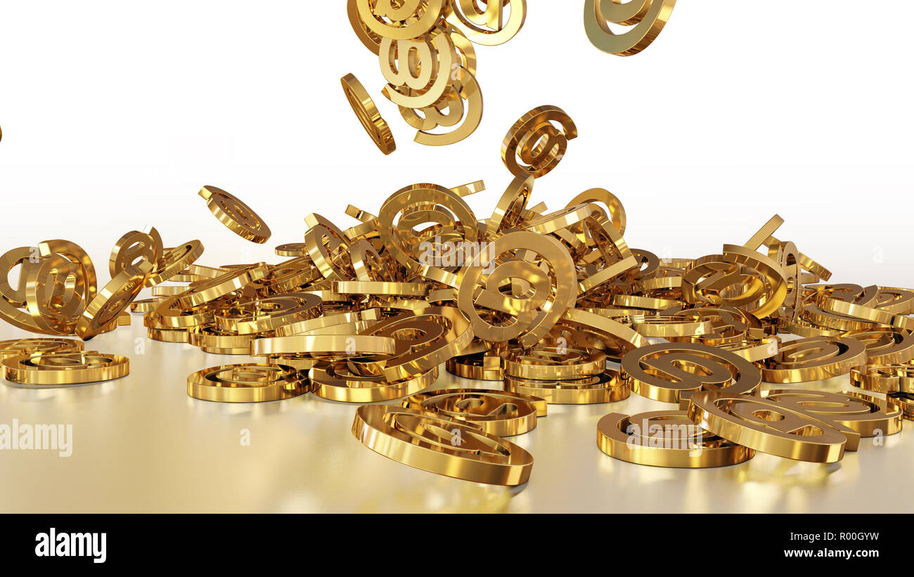 3d rendering of falling signs email. Variant in gold style Stock Photo ...