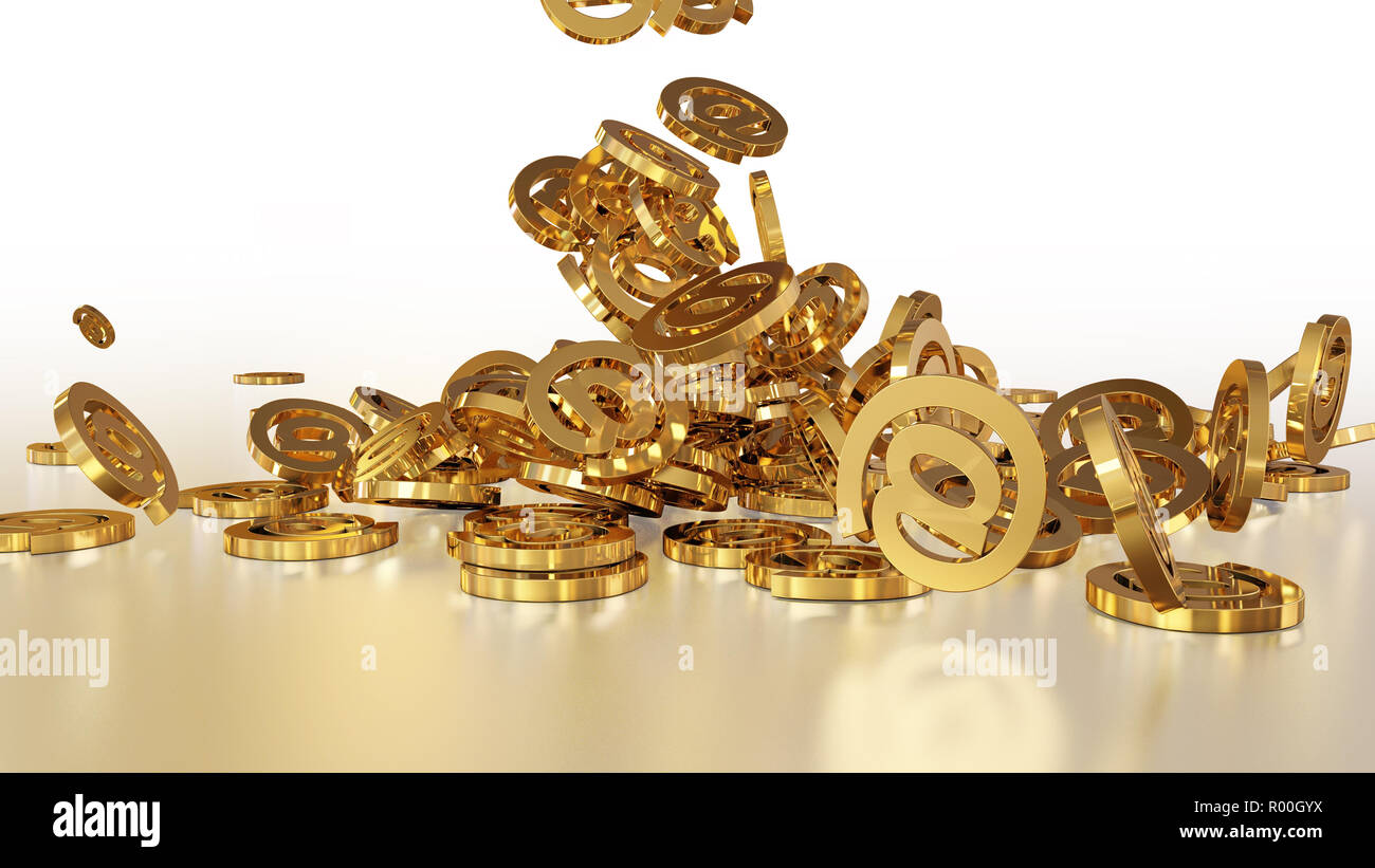 3d rendering of falling signs email. Variant in gold style Stock Photo ...