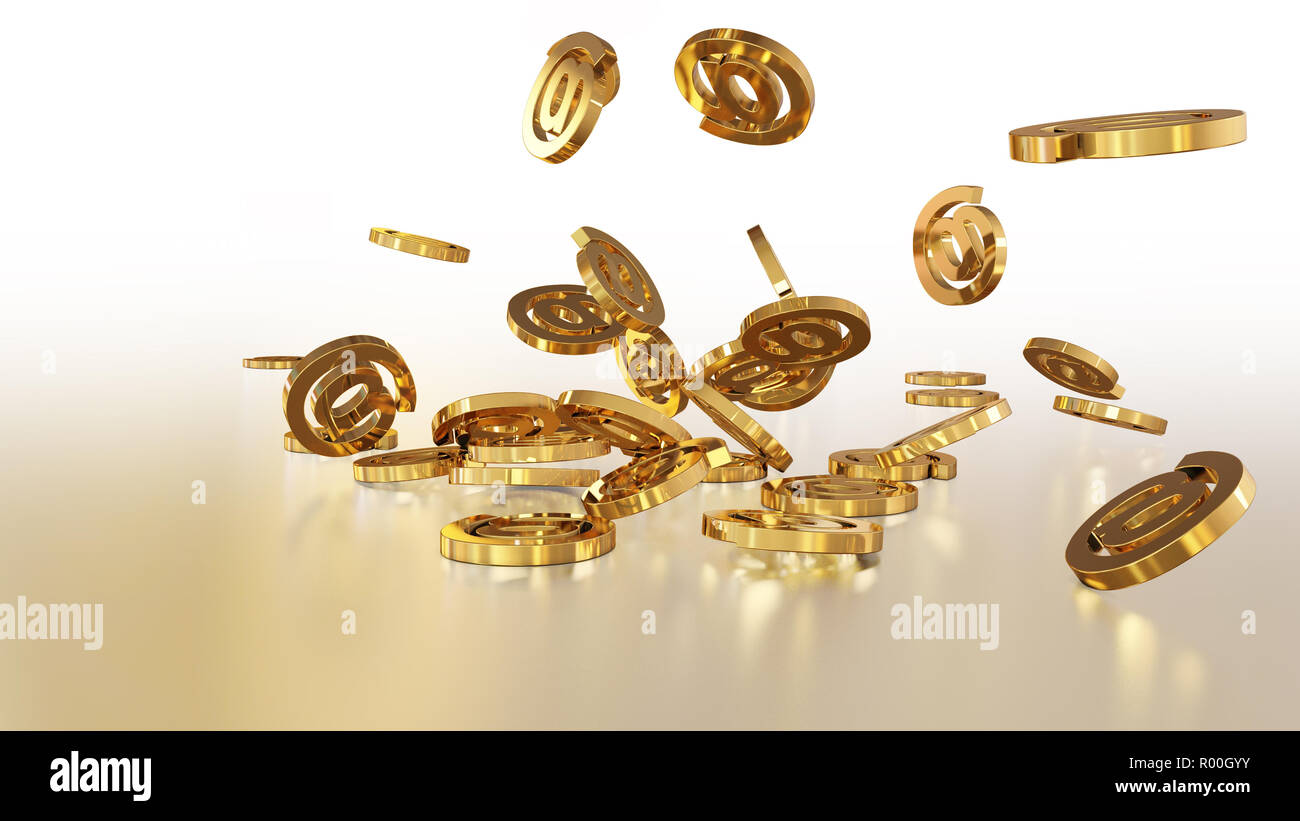 3d rendering of falling signs email. Variant in gold style Stock Photo ...