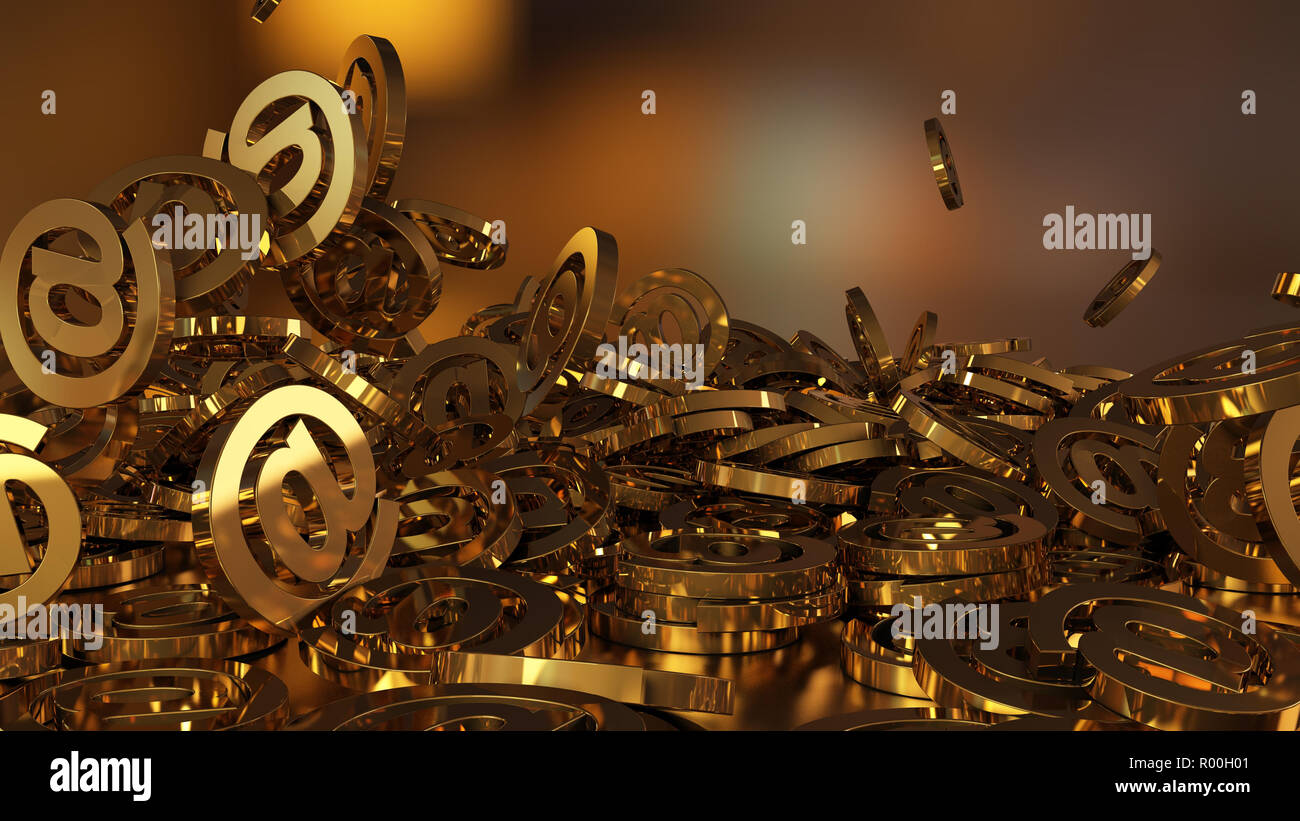 3d rendering of falling signs email. Variant in gold style Stock Photo ...