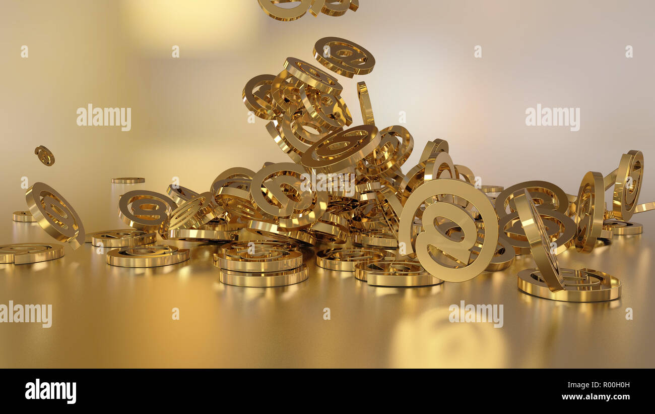 3d rendering of falling signs email. Variant in gold style Stock Photo ...