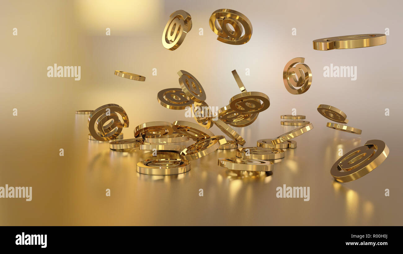 3d rendering of falling signs email. Variant in gold style Stock Photo ...