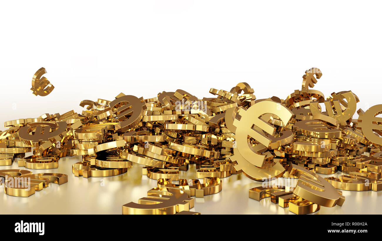 3d rendering of falling signs of euro. Option in gold style Stock Photo ...