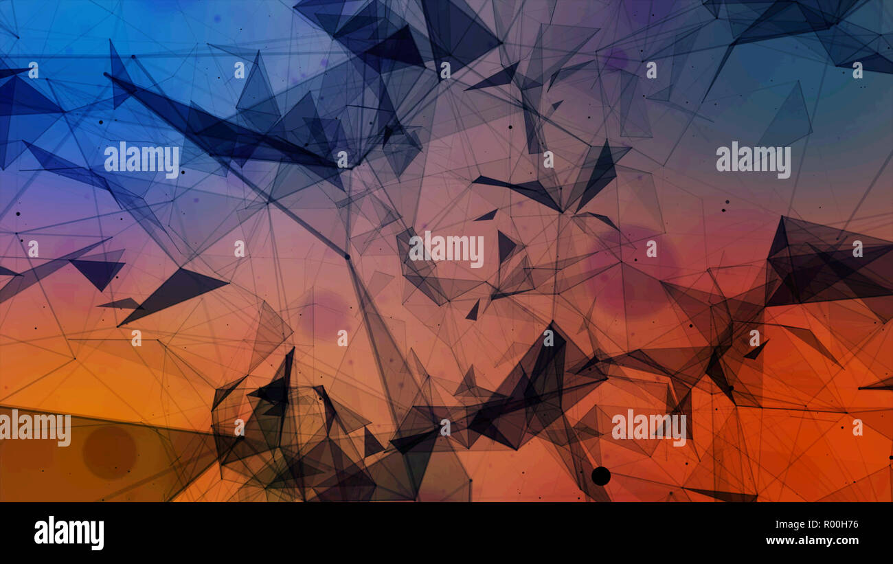 3D rendering abstract background on the basis of Plexus. Technological surfaces are intertwined ...