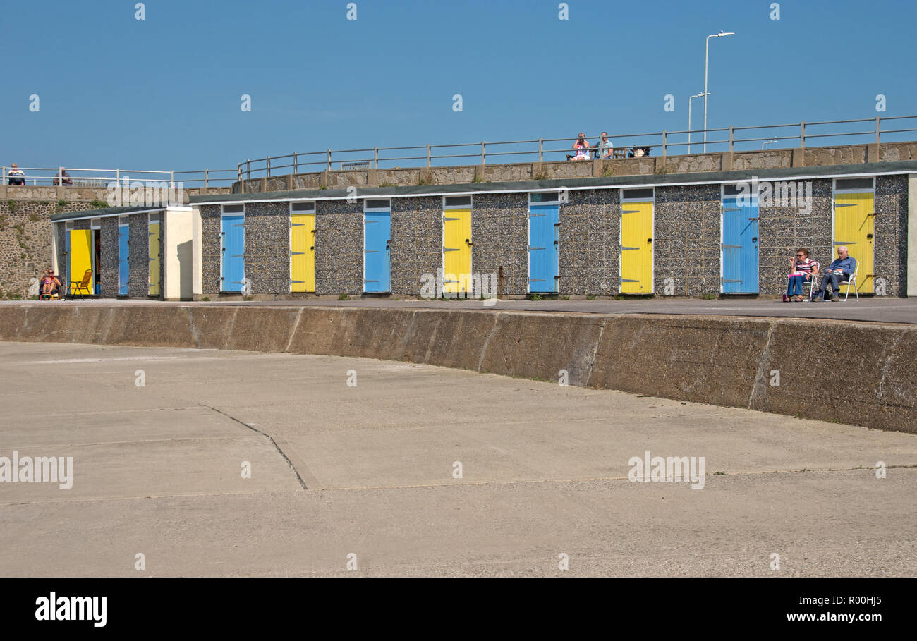 Minnis Bay Beach Huts Kent UK Stock Photo - Alamy