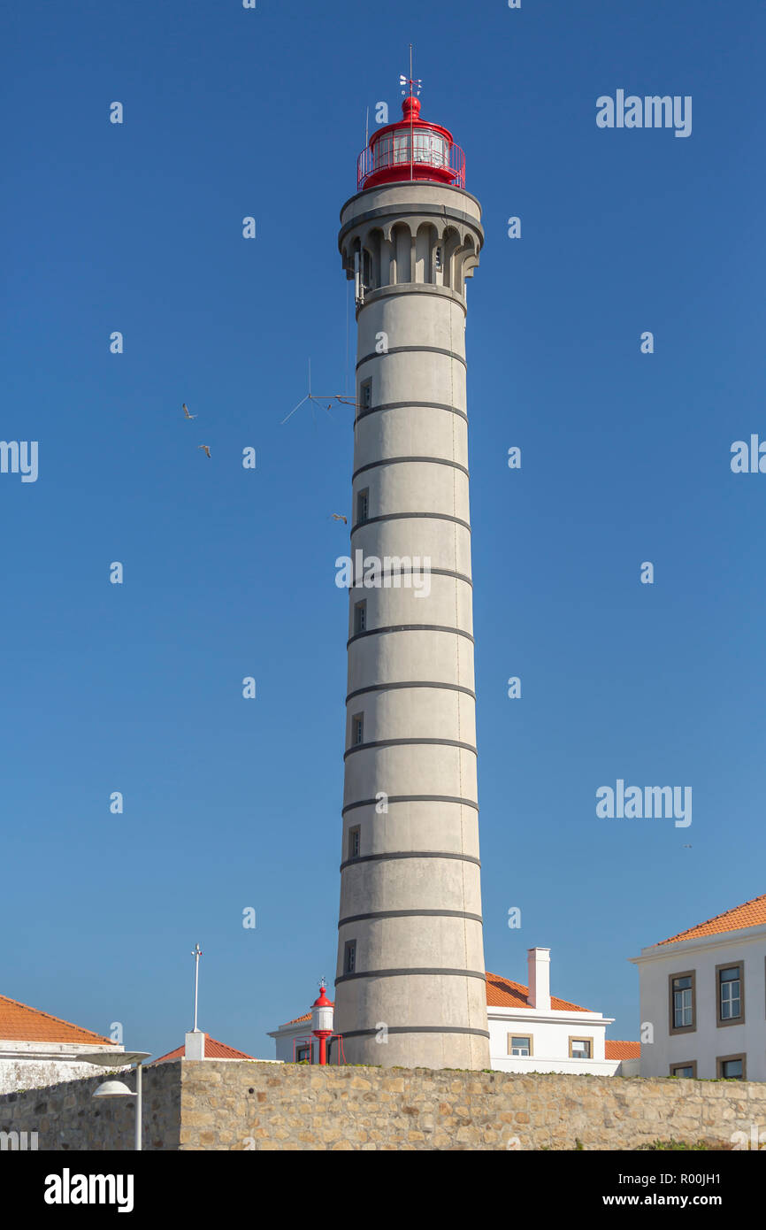 View of lighthouse, typical Portuguese architecture, with details and ...