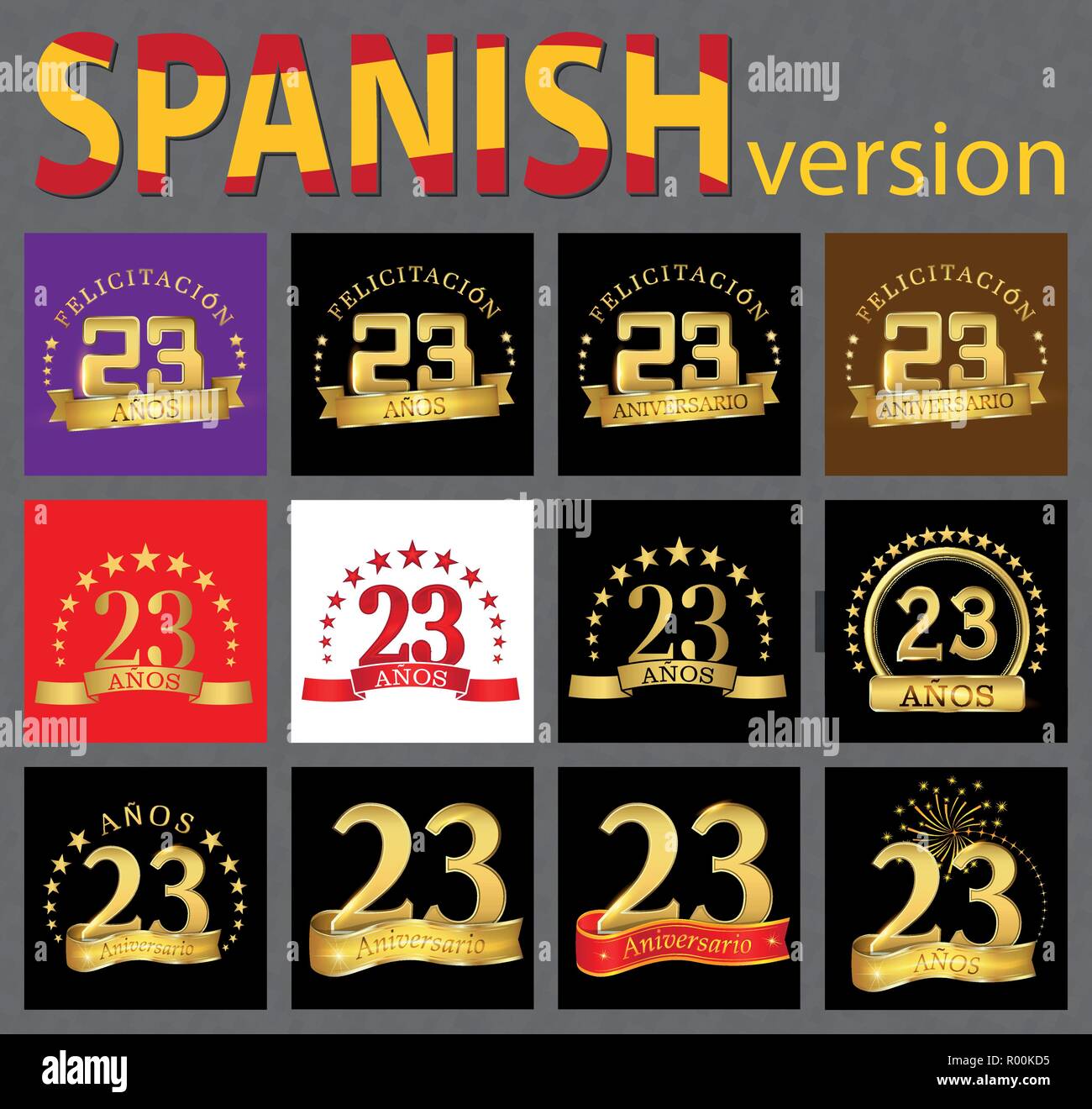 Set of number twenty-three (23 years) celebration design. Anniversary ...