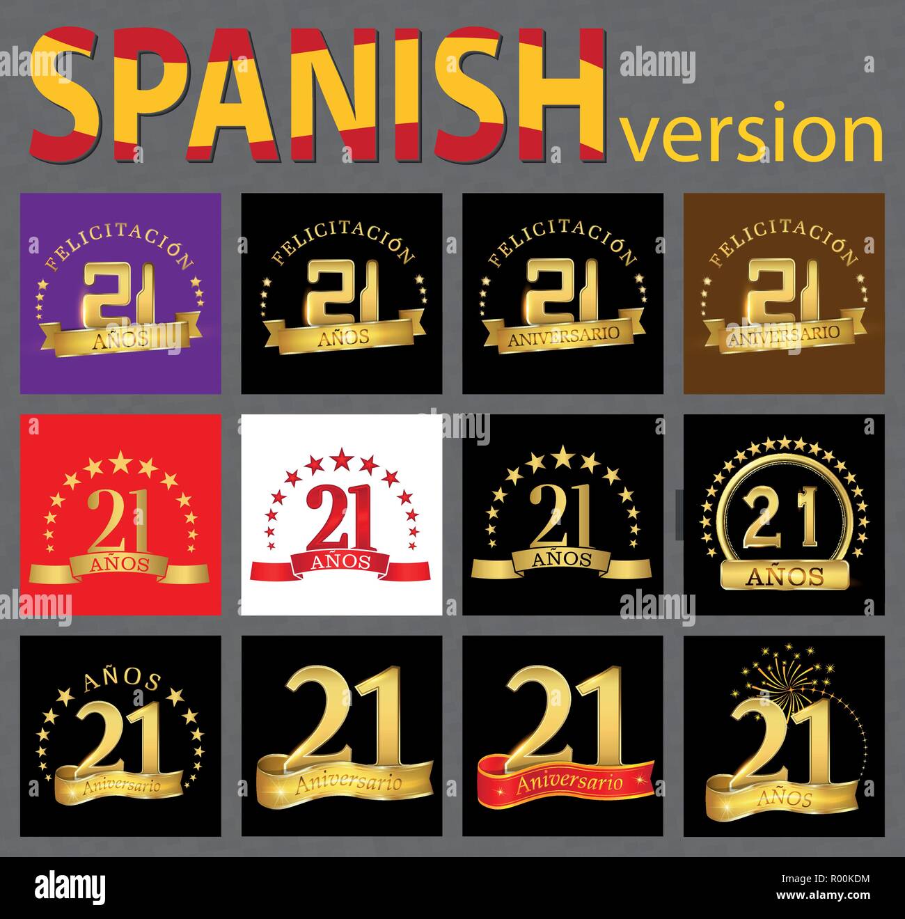 Set of number twenty-one (21 years) celebration design. Anniversary ...