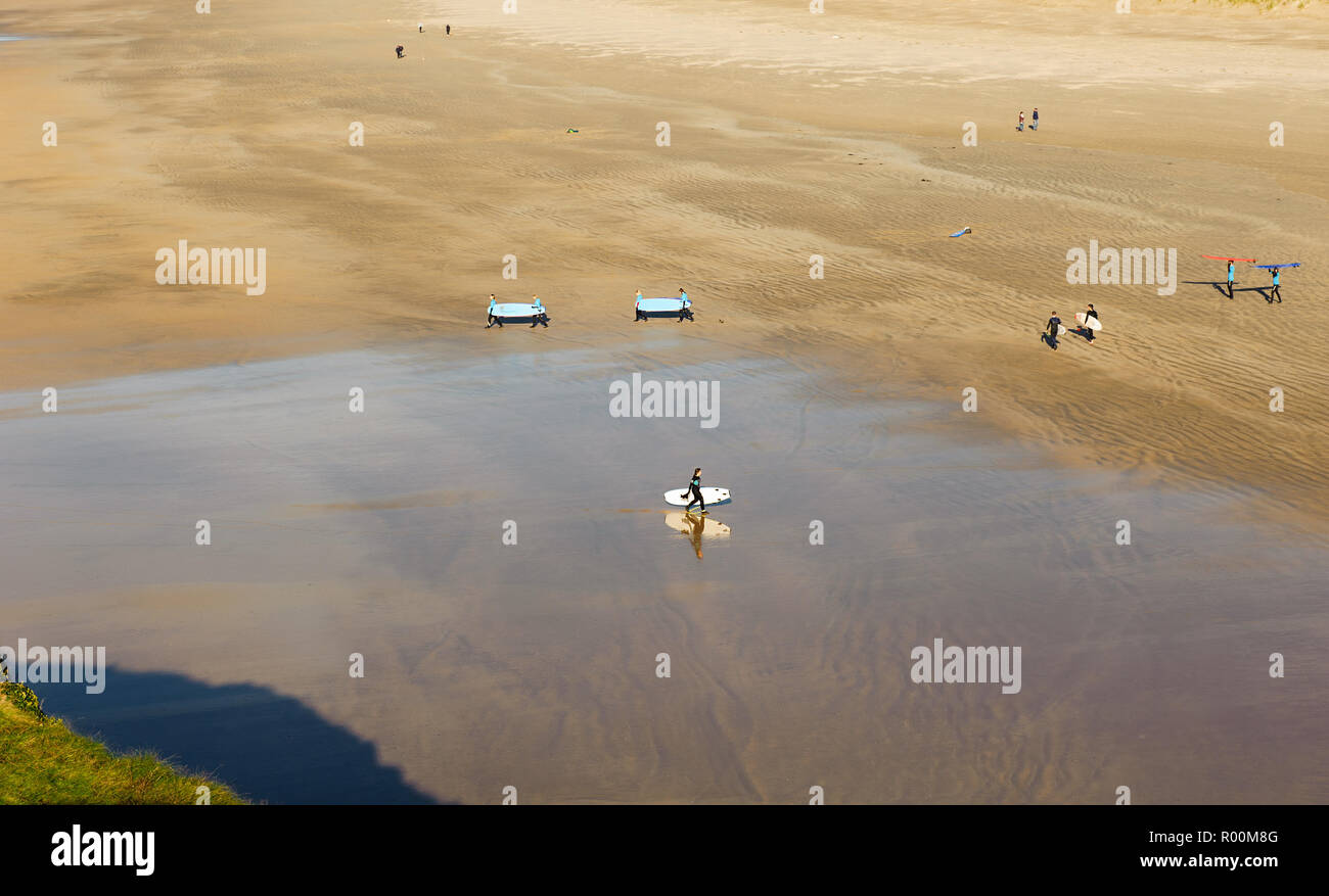Magnificent sandy beach,Tullan Strand, which attracts surfers from all ...