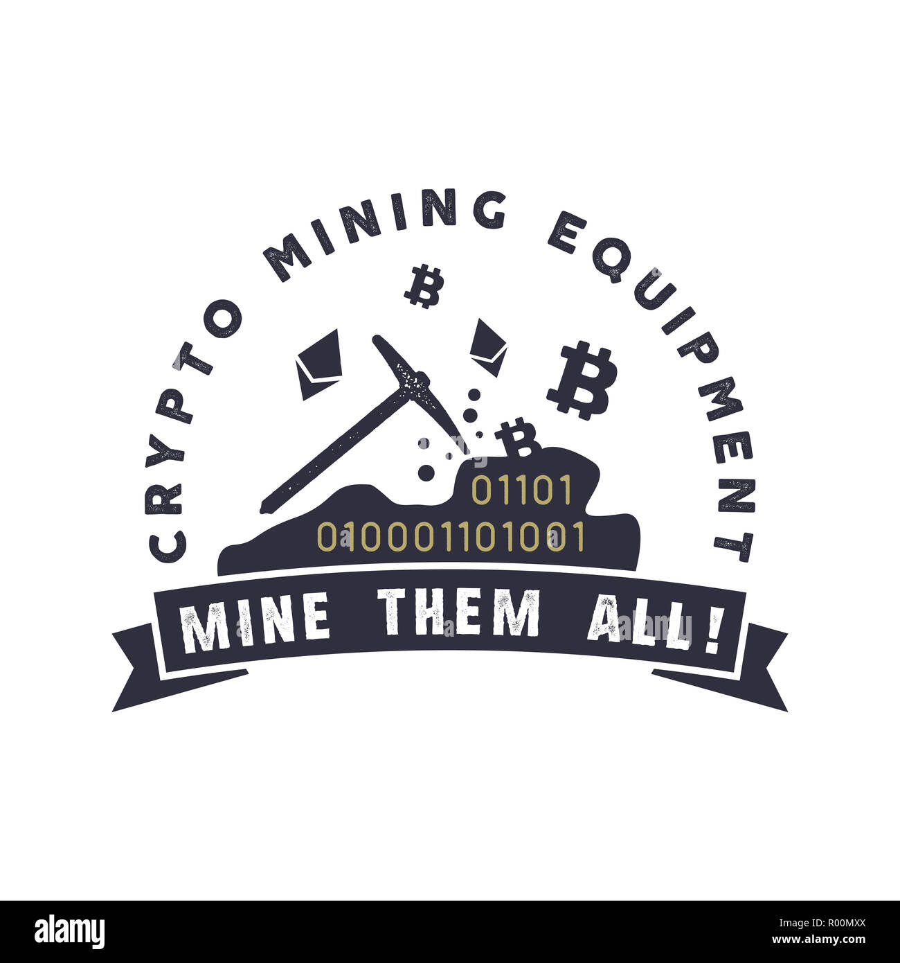Crypto mining equipment emblem. Crypto currency label and concept ...