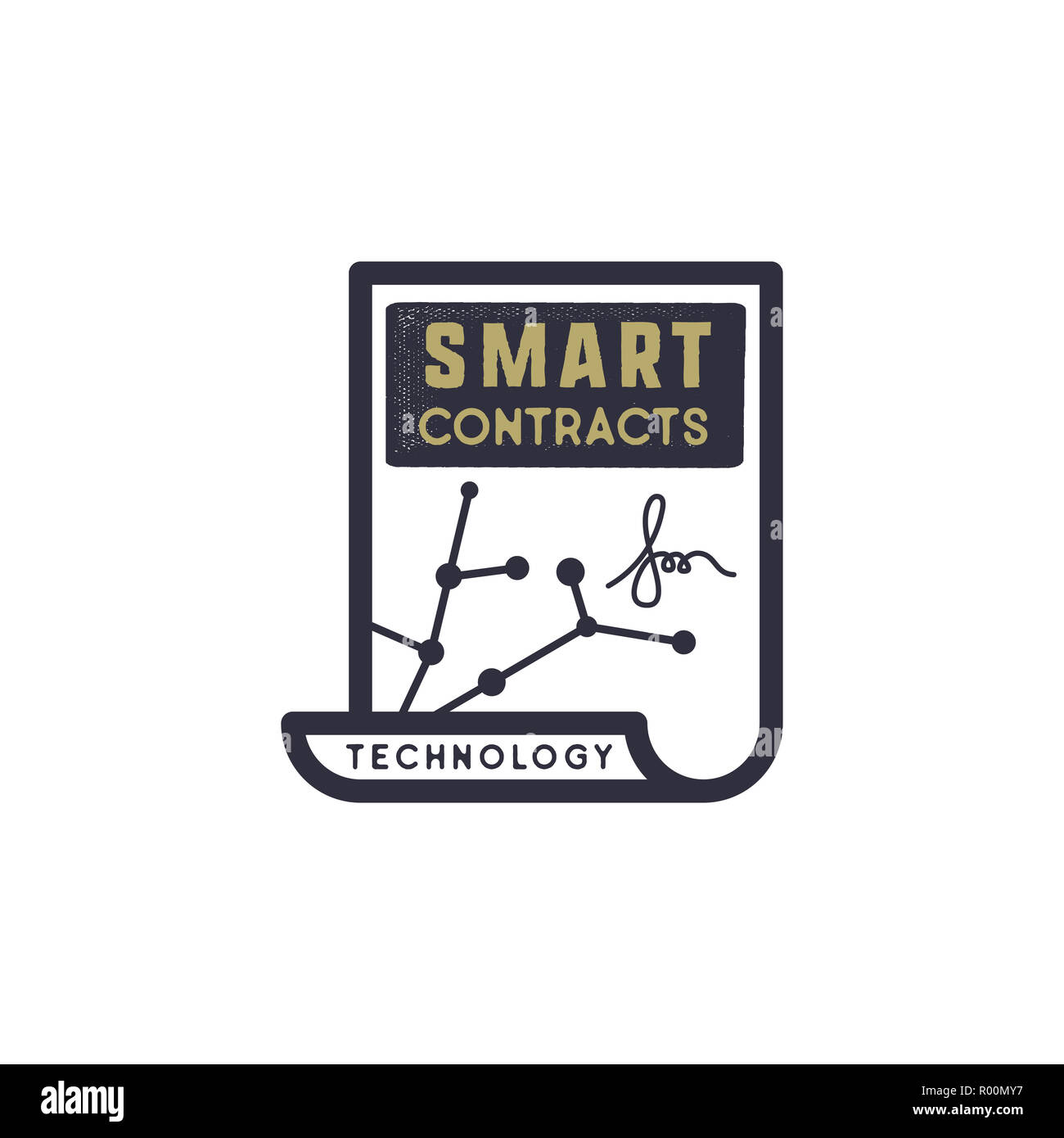 Smart Contract Ethereum based emblem. Blockchain Technology concept ...