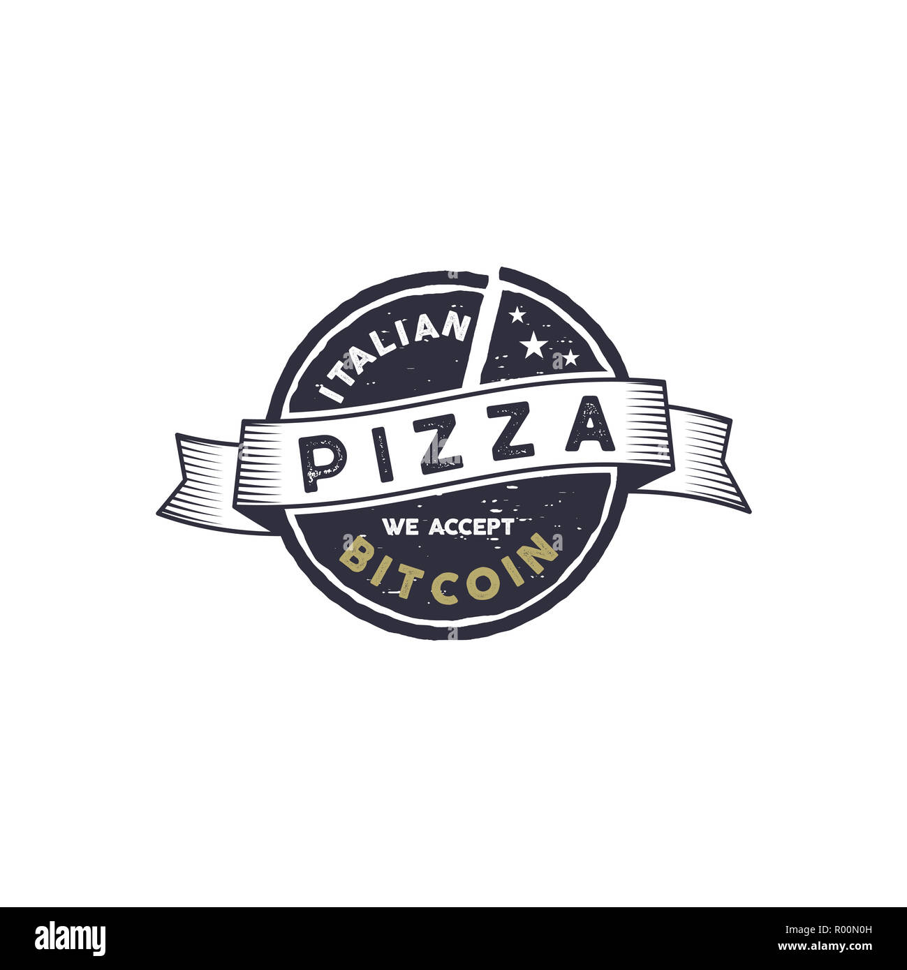 Italian Pizza for Bitcoin emblem. We accept BTC logo design. Digital ...