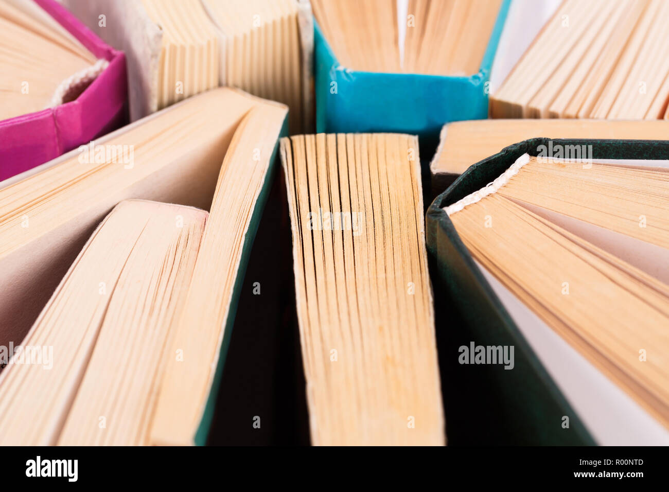 Opened books close up picture Stock Photo - Alamy