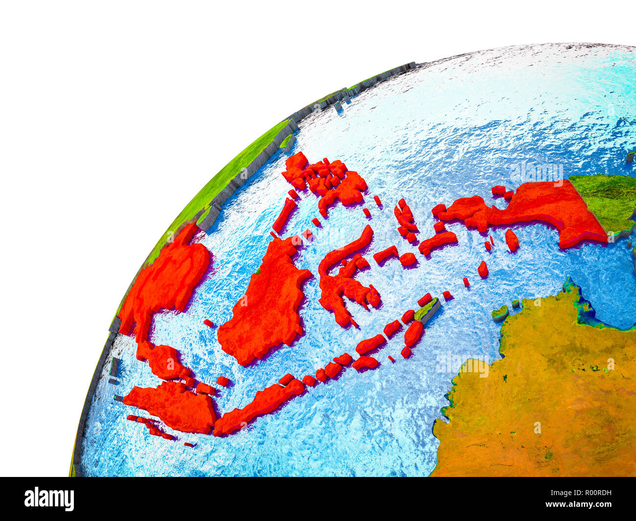 ASEAN memeber states on 3D Earth model with visible country borders. 3D ...