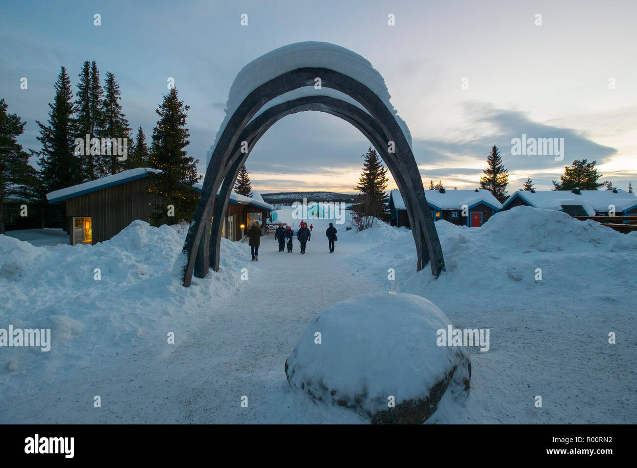 The famous Ice Hotel (Jukkasjärvi) in Kiruna, Sweden. The main entrance ...